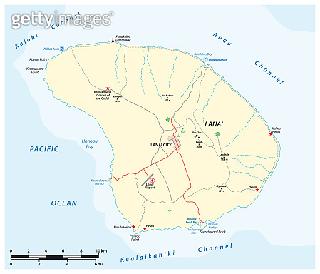 vector map of Lanai Island in the Hawaiian Archipelago, Hawaii, USA ...