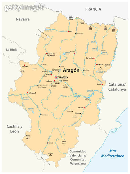 vector map of the spanish autonomous region of Aragon (1270397082) - 게티 ...