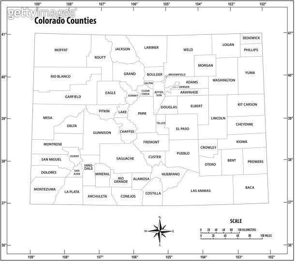 Colorado state outline administrative and political vector map in black ...