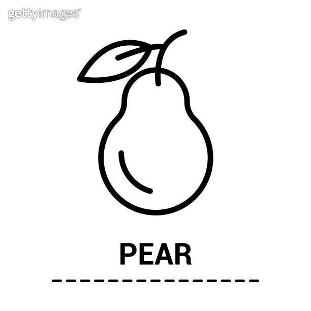Pear and leaf. Linear icon of the fruit pear. Silhouette symbol tasty ...