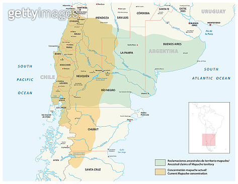 vector map settlement area of the indigenous people of the Mapuche in ...