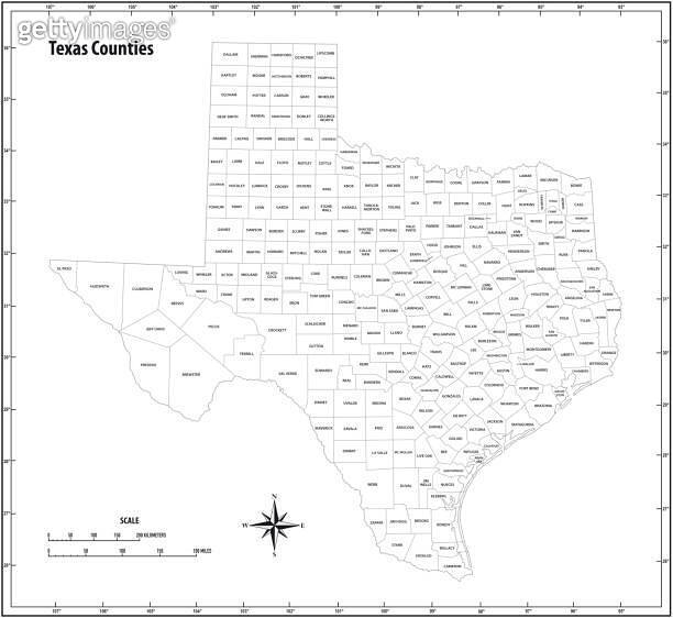 texas state outline administrative and political vector map in black ...