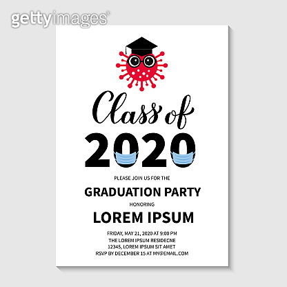 Class of 2020 Graduation party invitation card with cute cartoon ...