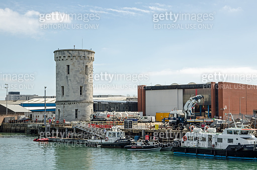 Round Tower at Royal Navy Base, Portsmouth Harbour (1287789958) - 게티이미지뱅크