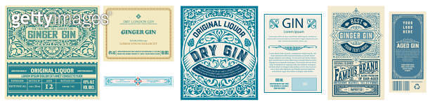 Set of 3 vintage labels with back side. Vector layered (1224431342 ...