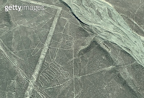 Nazca lines Geoglyph Whale in Nasca desert, Peru, aerial view on whale ...