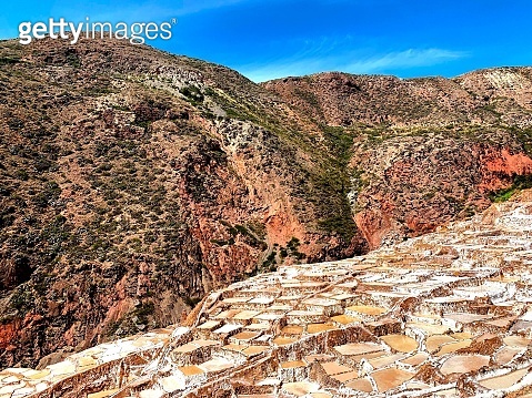 Surreal landscape Salt mines since days of Inca Empire in Maras town ...