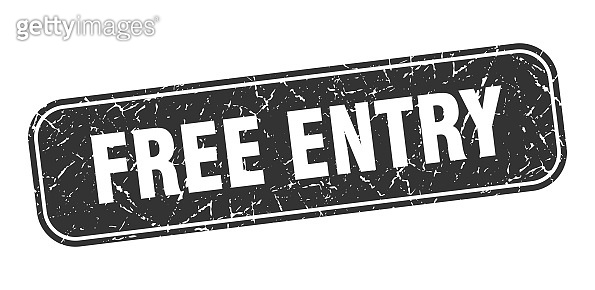 free entry stamp. free entry square grungy black sign. (1286389263 ...