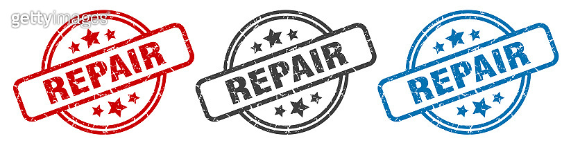 repair stamp. repair round isolated sign. repair label set (1251363575 ...