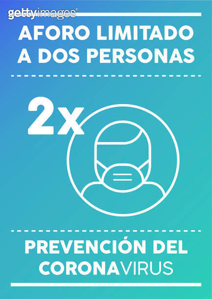 Limited capacity two people poster. Written in Spanish. (1223429983 ...