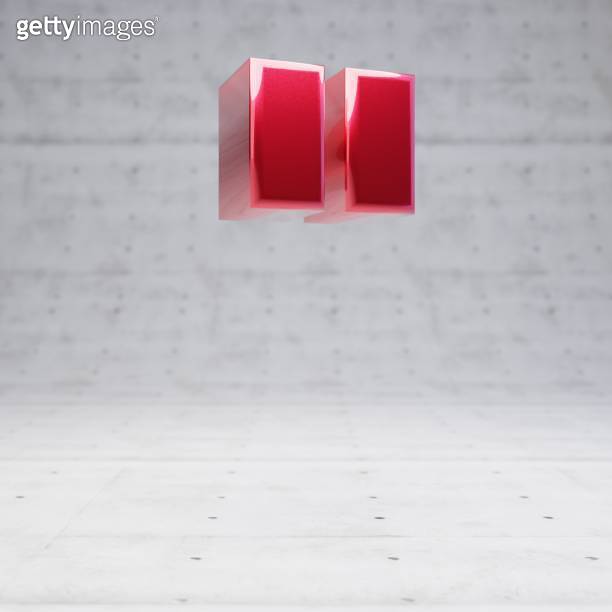 Red double quotes symbol. Metallic red color character isolated on ...