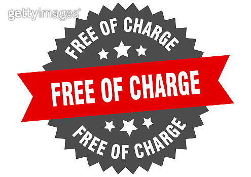 free of charge sign. free of charge circular band label. round free of ...