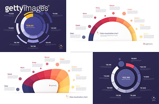 Set of vector circle chart designs, modern templates for creating ...