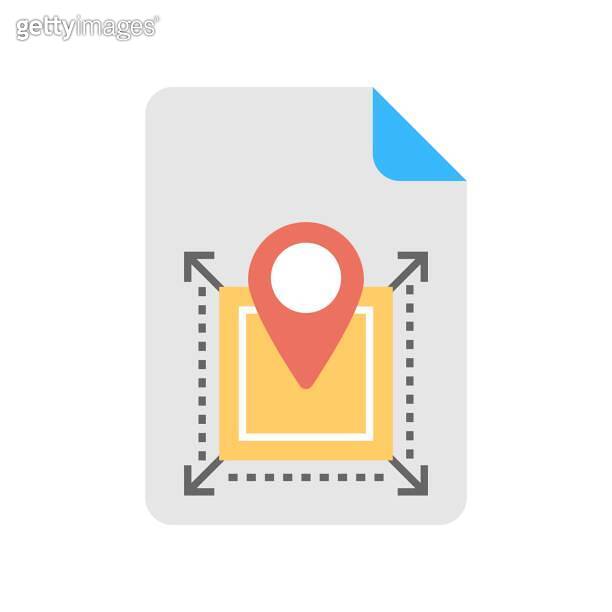 Navigation file icon. Document with map pin, gps file symbol. Vector ...