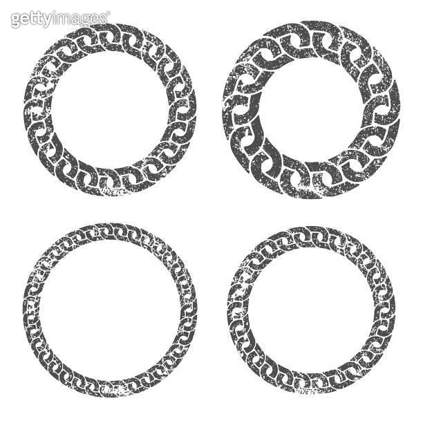 Grunge stamp Seamless chain link pattern shape frame. Metal, steel ...