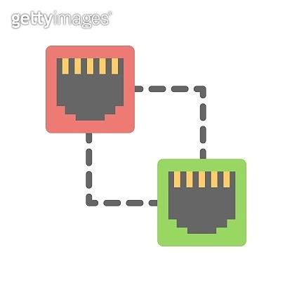Ethernet port connection icon illustration in flat design style ...
