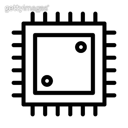 Microchip, electronic circuit icon in line style. Hardware components ...