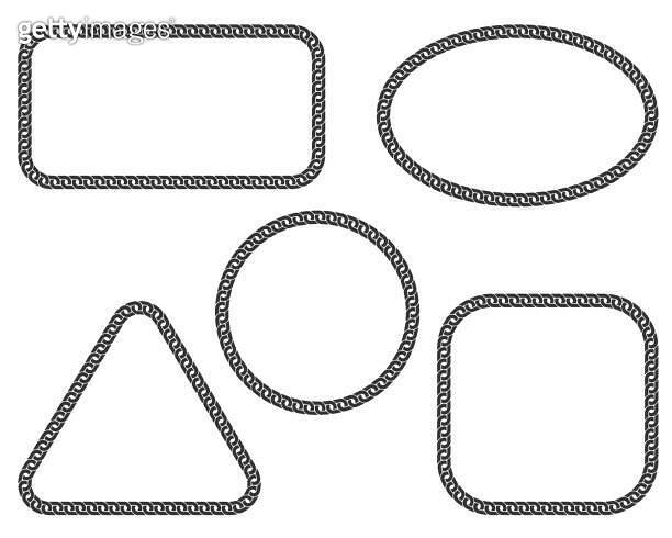Grunge stamp Seamless chain link pattern shape frame. Metal, steel ...