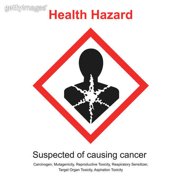 Pictogram mean suspected of causing cancer. Pictogram on product label ...