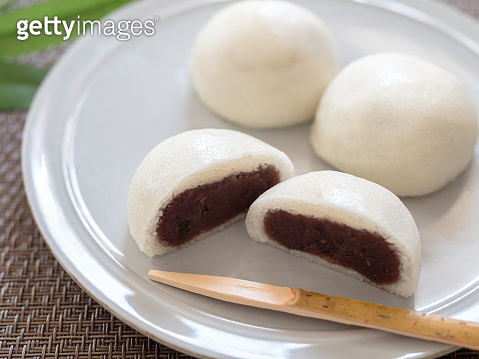 Sake manju(steamed bun stuffed with red bean paste and sake material is ...