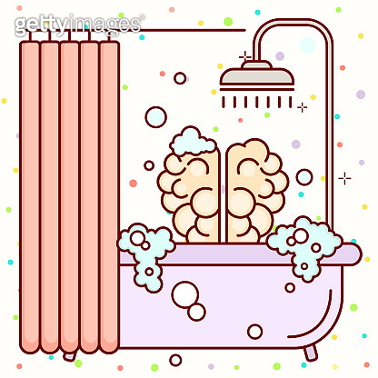 Brain in shower. Keep clean your brain concept. Mental health ...