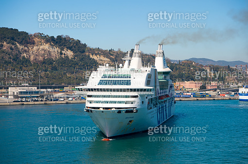 cruise ship GNV Rhapsody Genova in harbor. Cruise ship destination trip ...