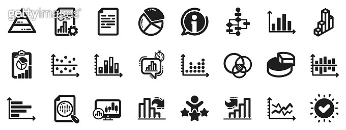 Charts and Diagrams icons. Set of 3D Chart, Block diagram and Dot Plot ...