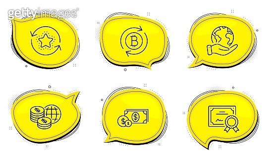 Refresh bitcoin, Dollar money and Loyalty points icons set. World money sign. Vector 이미지 ...