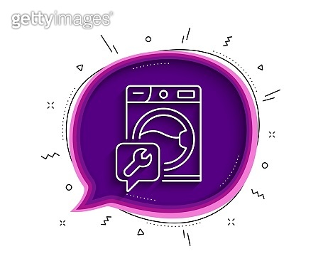 Spanner tool line icon. Washing machine repair service sign. Vector ...