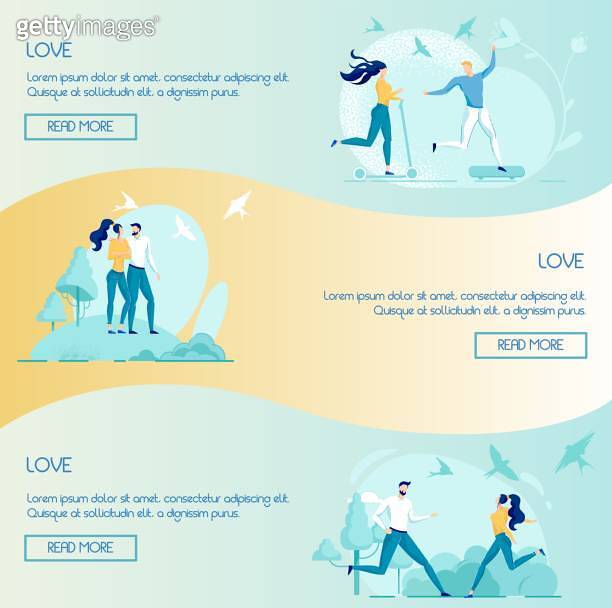 Love and Romance Web Banner Vector Templates Set 이미지 (1202131378) - 게티이미지뱅크