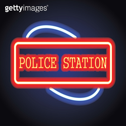police station neon sign effect for police station office. vector ...