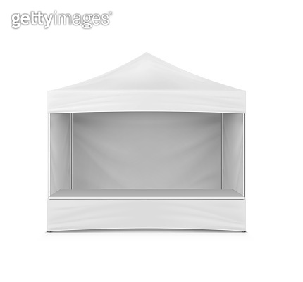 Pop-up gazebo, realistic vector mockup. White blank sidewall instant ...