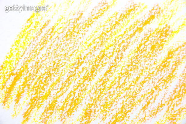 Yellow oil pastel abstract doodle drawing on paper, on white background ...