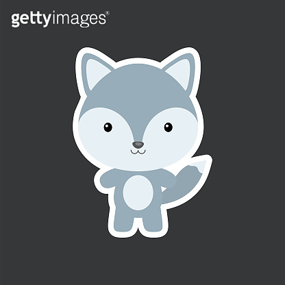 Cute funny baby wolf sticker. Woodland adorable animal character for ...