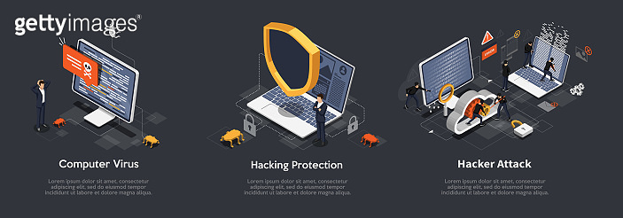 Set of Isometric hacking concept. Set Of Illustrations of Computer ...