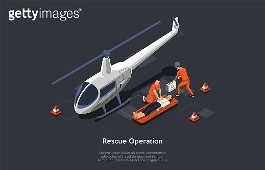 Resque Equipment And Helicopter Flight Resque System Concept. The ...