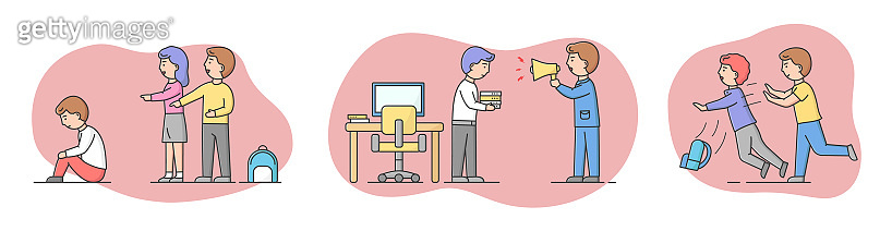 Concept Of Conflict Situations Between People. Angry Boss Yelling At ...