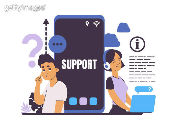 Customer support. Online service for help users, hotline call and chat ...