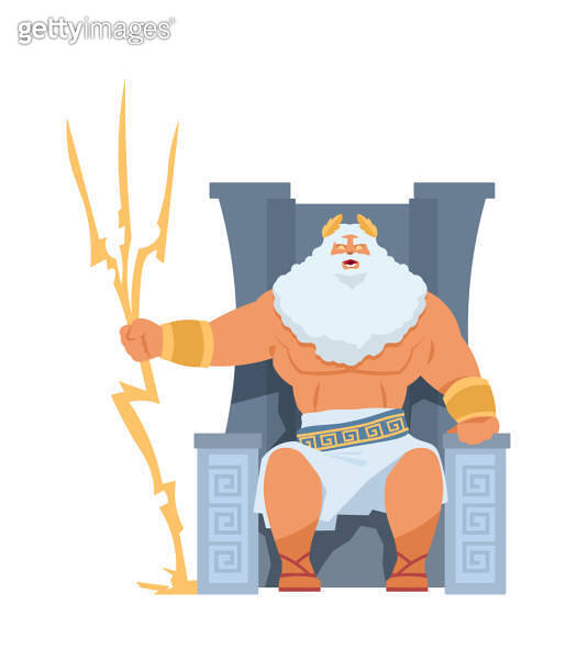 Zeus Greek god. Ancient character, head of pantheon. Bearded man ...