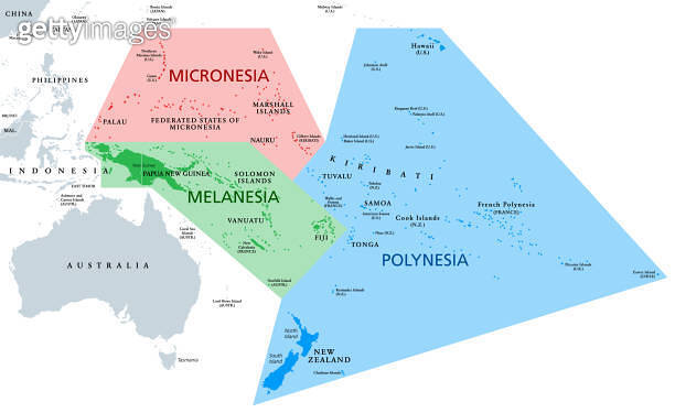 Melanesia, Micronesia and Polynesia, political map 이미지 (1223387372 ...