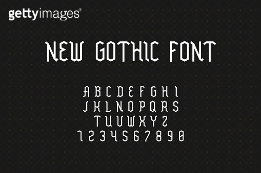 Gothic font. Geometric medieval alphabet with uppercase letters and ...