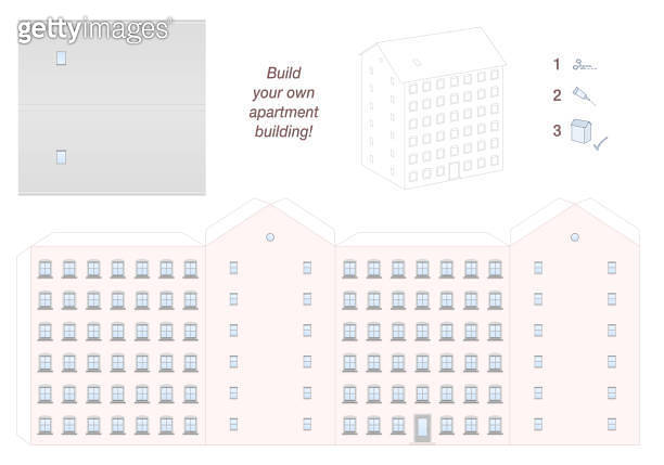 Skyscraper paper model. Apartment building template - Big city house ...