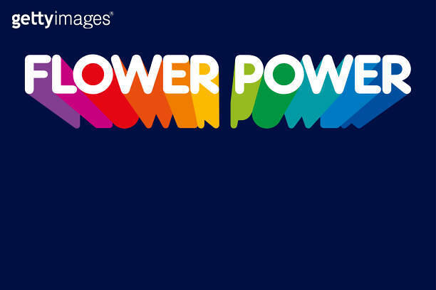 Flower Power lettering with pointing down shadows in rainbow colors 이미지 ...