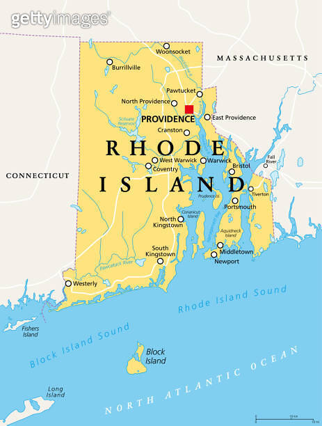 Rhode Island, RI, political map, State of Rhode Island and Providence ...