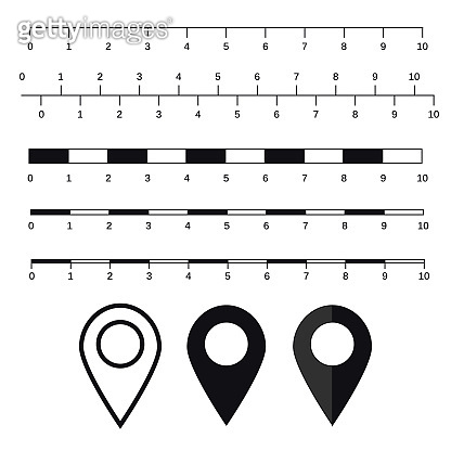 Map scales graphics for measuring distances. Scale measure map vector ...