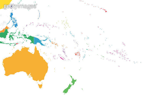 Oceania, colored single states, political map (1222819700) 일러스트, 무료 ...