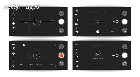 Camera viewfinders. Mobile video and photo app. Realistic interface ...