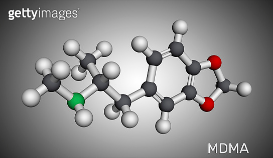 3,4-Methylenedioxymethamphetamine, MDMA, XTC, ecstasy molecule. It is ...