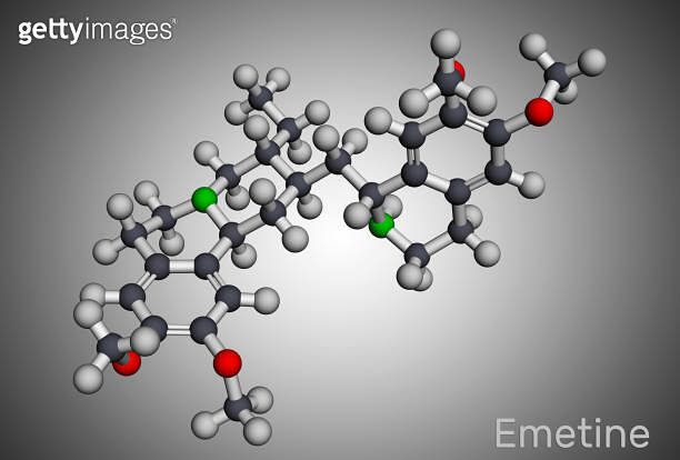Emetine molecule. It is an antiprotozoal agent and emetic. Molecular ...