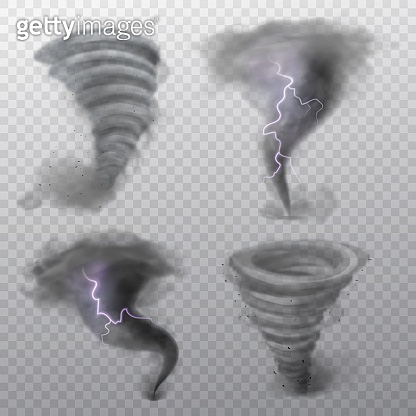 Tornado. Hurricane vortex with lightning, twister storm and thunderbolt ...